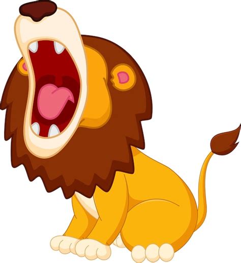 Premium Vector Roaring Lion Cartoon