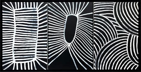 GLORIA PETYARRE CEREMONIAL BODY PAINTING TRIPTYCH Cooee Art Leven
