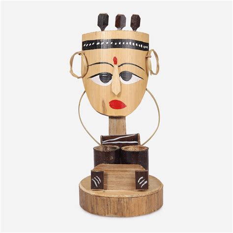 Bamboo Pen Stand Naga Design Handmade Wooden Crafts