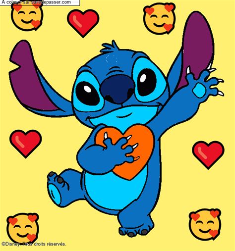 Coloriage Stitch Qui Tient Un Coeur Sans D Passer