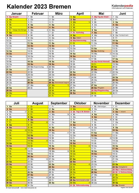 Kalender Bremen Ferien Feiertage Excel Vorlagen
