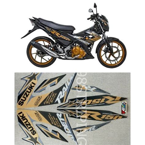 Jual STIKER SATRIA F FU RAIDER GOLD TAHUN 2015 STRIPING LIS STANDAR ORI