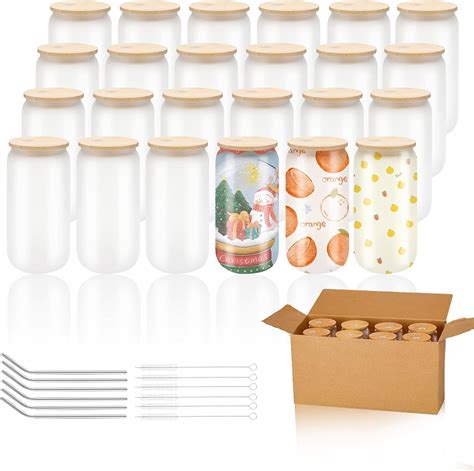 Amazon Jkgtkc Pack Sublimation Glass Cans Blanks Frosted With