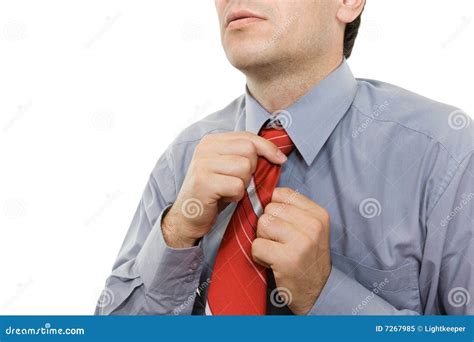 Man Adjusting Red Tie Stock Image Image Of Isolated Conceptual 7267985