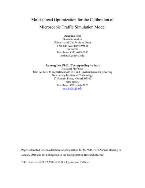 pdf multi thread optimization for the calibration of microscopic traffic simulation model