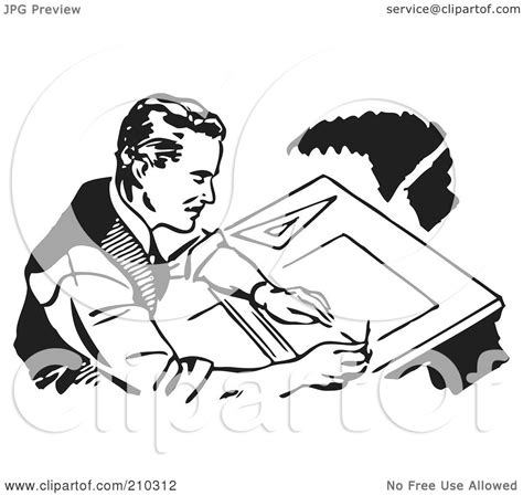 Royalty Free Rf Clipart Illustration Of A Retro Black And White Male