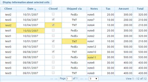 Jquery Multiple Cell Select In Jqgrid With Dynamic Columns Stack
