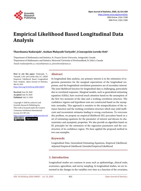 pdf empirical likelihood based longitudinal data analysis