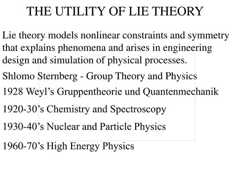 ppt applications of lie theory powerpoint presentation free download id 1313331