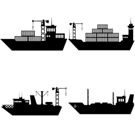 Cargo Ship Silhouette Png