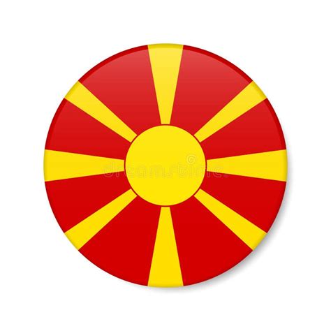 Macedonia Circle Button Icon Macedonian Round Badge Flag 3D Realistic
