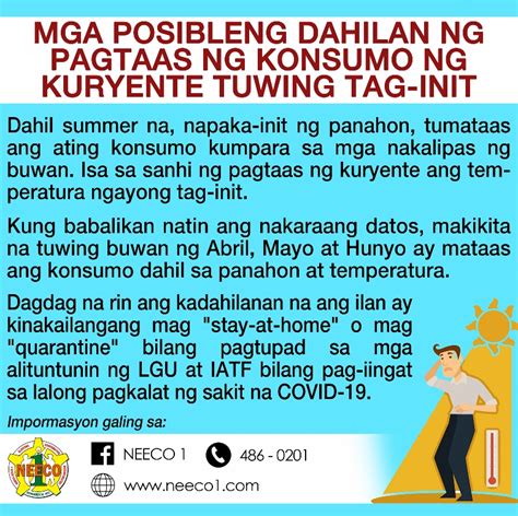 Mga Posibleng Dahilan Ng Pagtaas Ng Konsumo Ng Kuryente Tuwing Tag Init