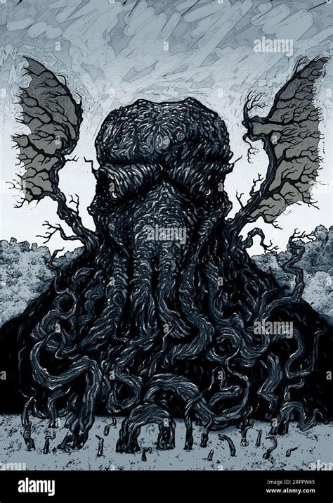 Arte de terror que ilustra Cthulhu una entidad cósmica ficticia