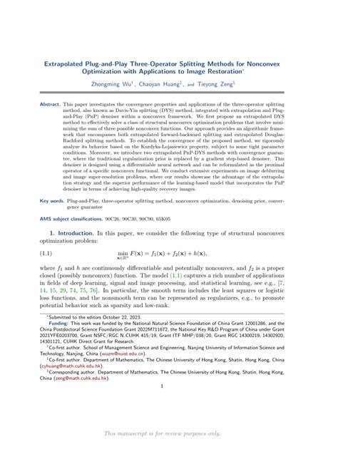 pdf extrapolated plug and play three operator splitting methods for nonconvex optimization