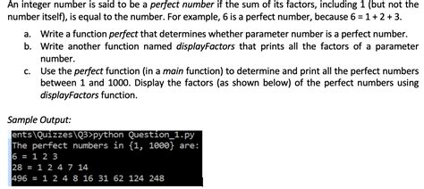 solved an integer number is said to be a perfect number if