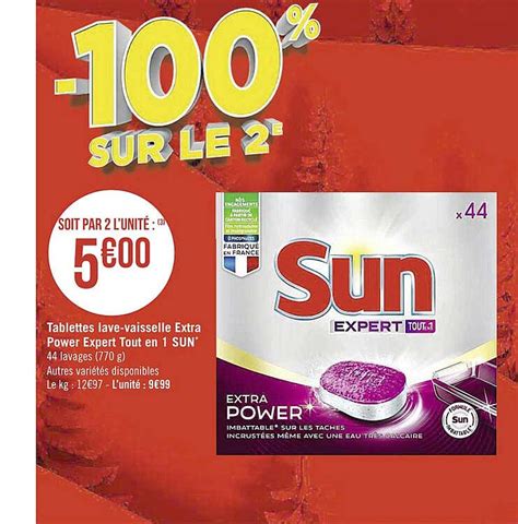 Offre Tablettes Lave Vaisselle Extra Power Expert Tout En 1 Sun Chez