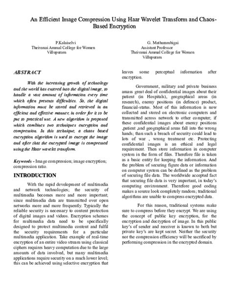 doc an efficient image compression using haar wavelet transform and chaos based encryption