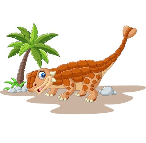Dibujos Animados De Dinosaurio Ankylosaurus En Blanco Vector Premium