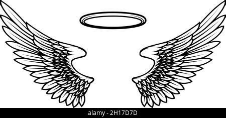 Angel Wings With Nimbus Vector Angels Golden Halo And Cute Heavenly