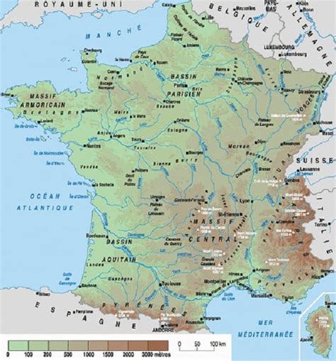 Mapas de Francia políticos físicos mudos Para descargar e imprimir
