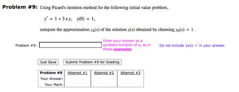 solved problem 9 using picard s iteration method for the