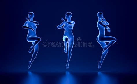 Technological Transparent Female Hologram Anatomy Body In A Beautiful