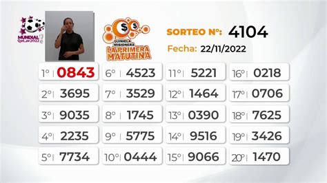 Sorteos 4104 Quiniela Primera Matutina Y 770 Mini Quiniela Poceada 22