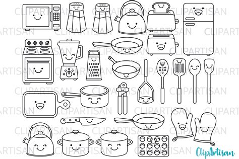 Kawaii Kitchen Cute Cook Clip Art Graphic By ClipArtisan Creative