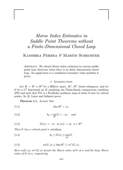 pdf morse index estimates in saddle point theorems without a finite dimensional closed loop