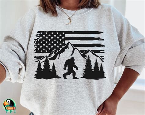 Bigfoot SVG Bigfoot Mountain Flag Svg Yeti Svg Sasquatch Etsy