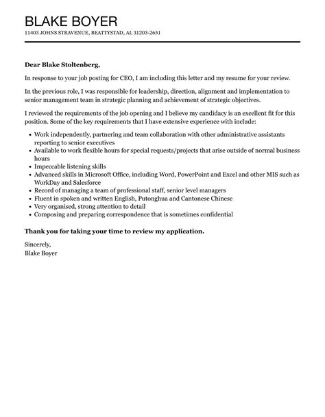 Ceo Cover Letter Velvet Jobs