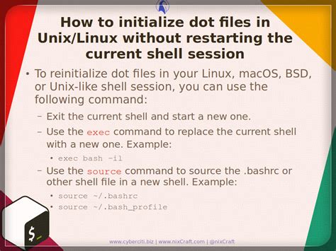 unix linux initialize dot files without restarting shell session nixcraft