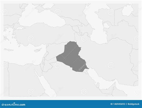Map Of Middle East With Highlighted Iraq Map Vector Illustration