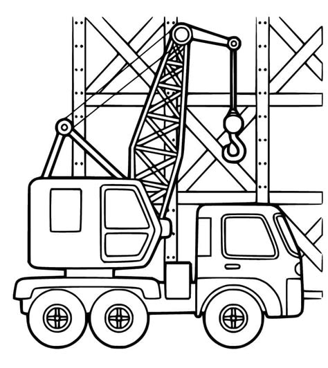 Coloriage Grue de Chantier Pour les Enfants télécharger et imprimer