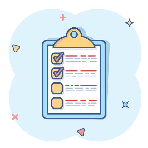 Vector Cartoon To Do List Icon In Comic Style Checklist Task List