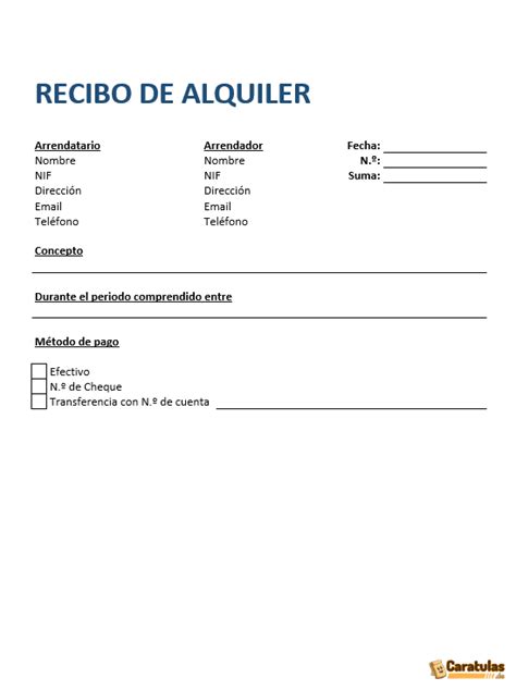 Modelo De Recibo De Alquiler Para Imprimir Descarga Gratis