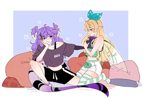 Selen Tatsuki And Pomu Rainpuff Nijisanji And 1 More Drawn By