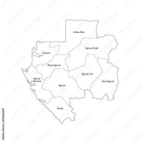 Gabon Political Map Of Administrative Divisions Provinces Handdrawn