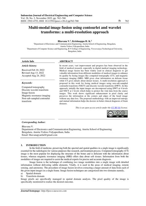 pdf multi modal image fusion using contourlet and wavelet transforms a multi resolution approach
