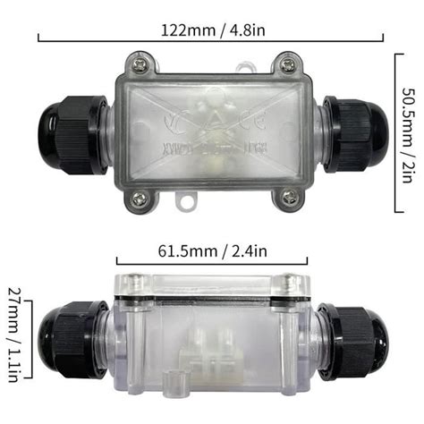 Boîte de jonction étanche IP68 2 voies pour câble extérieur de 10 mm de