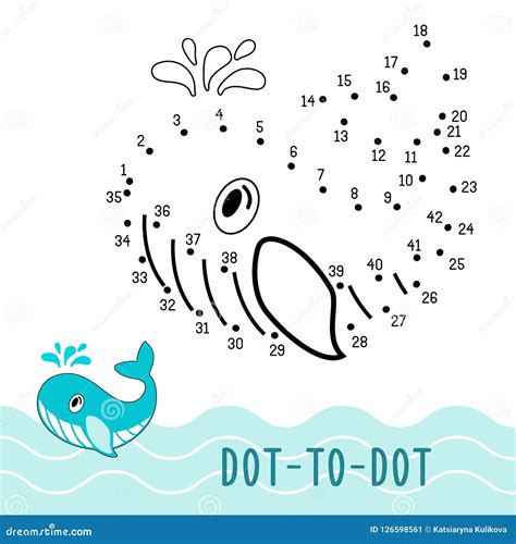 El Punto Para Puntear Número Del Juego Conecta La Ballena De Los Puntos