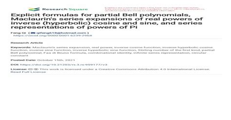 pdf explicit formulas for partial bell polynomials maclaurin