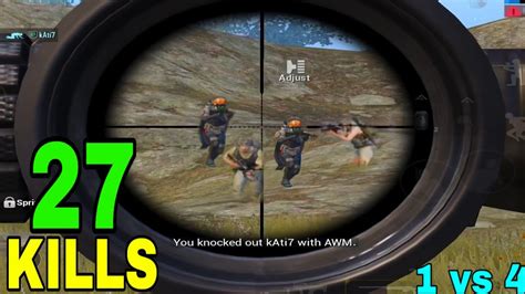 AWM GROZA BEST COMBO EVER 27 KILLS SOLO VS SQUAD PUBG MOBILE
