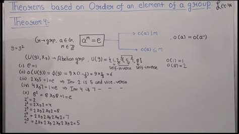 group theory lecture 46 theorems on order of an element of a group theorem 4 theta classes