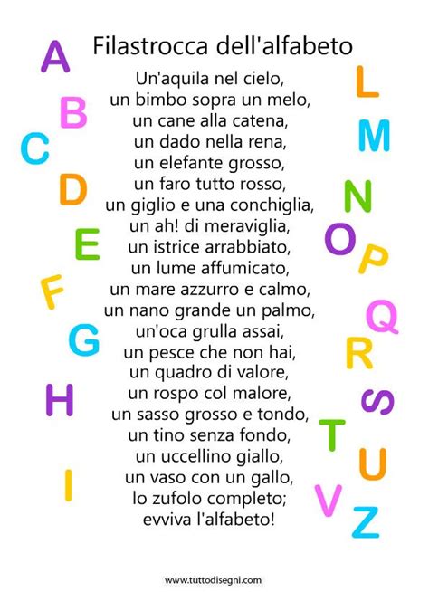 Filastrocca Alfabeto 4 Filastrocche Filastrocche Scuola Dell