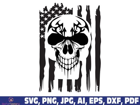 Usa Skull Flag Tattered Distressed Svg Png Flag Svg Us Flag Etsy