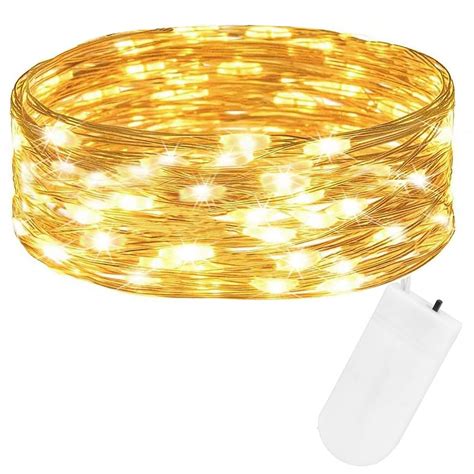 Lampki choinkowe 10 LED druciki mikro na baterię biały ciepły