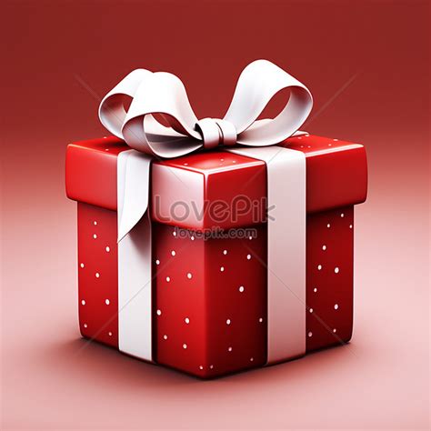 Red Gift Box With White Ribbon And Bow Foto Descarga Gratuita HD