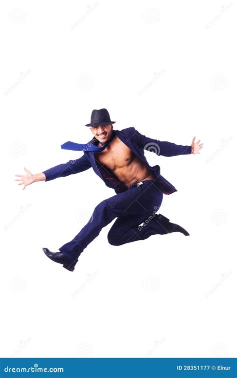 Muscular Half Naked Businessman Jumping Stock Image Image Of Leaping