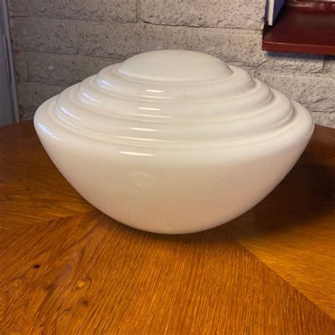 Art Deco VIT KUPA FUNKIS GLAS TAKLAMPA LAMPKUPA Köp på Tradera